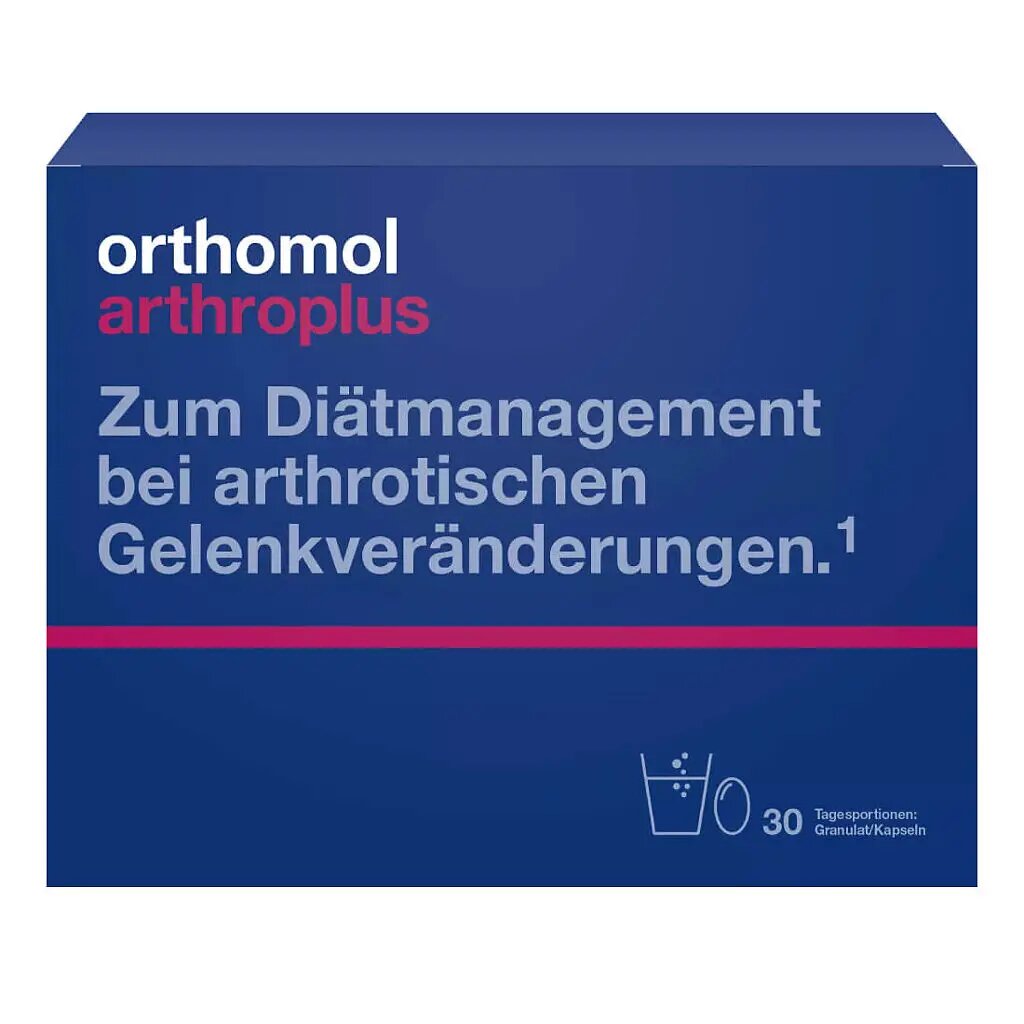 Ортомоль Артро плюс / Orthomol Arthro plus курс 30 дней порошок по 15 г 30 шт+капсулы массой 750 мг 30 шт 1 уп