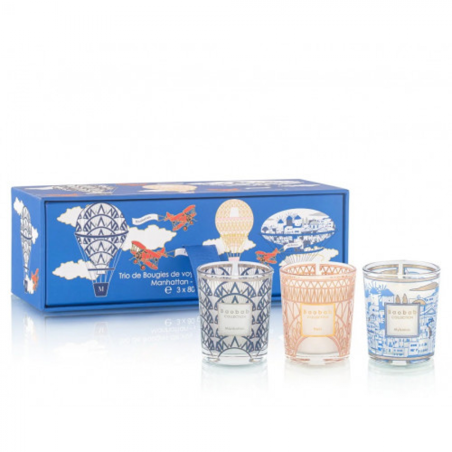 Набор ароматических свечей Manhattan/Paris/Mykonos My first Baobab Travel trio, Baobab Collection
