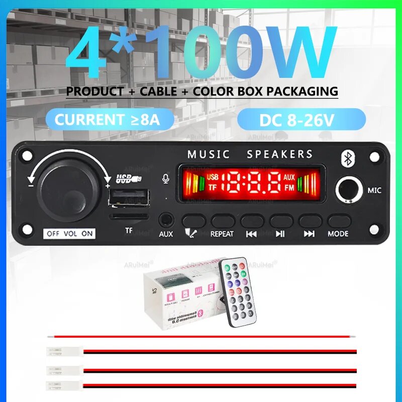 ARuiMei Bluetooth-усилитель 2x25Вт 4x100Вт 1PCS2