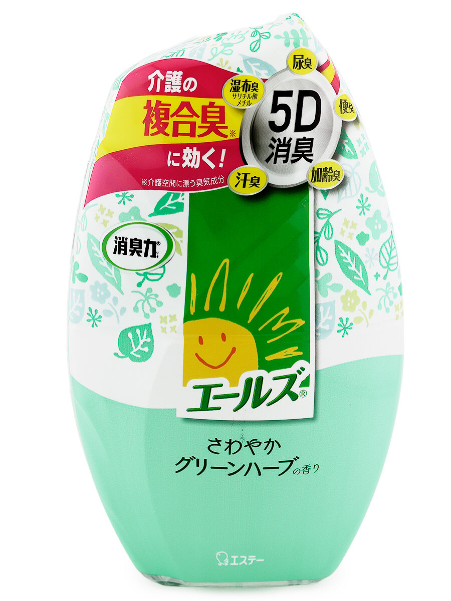 ST Поглотитель запаха для помещений аромат зелёных трав Shoshuriki Yells 5D Room Deodorizer Refreshing Green Herb 400 мл
