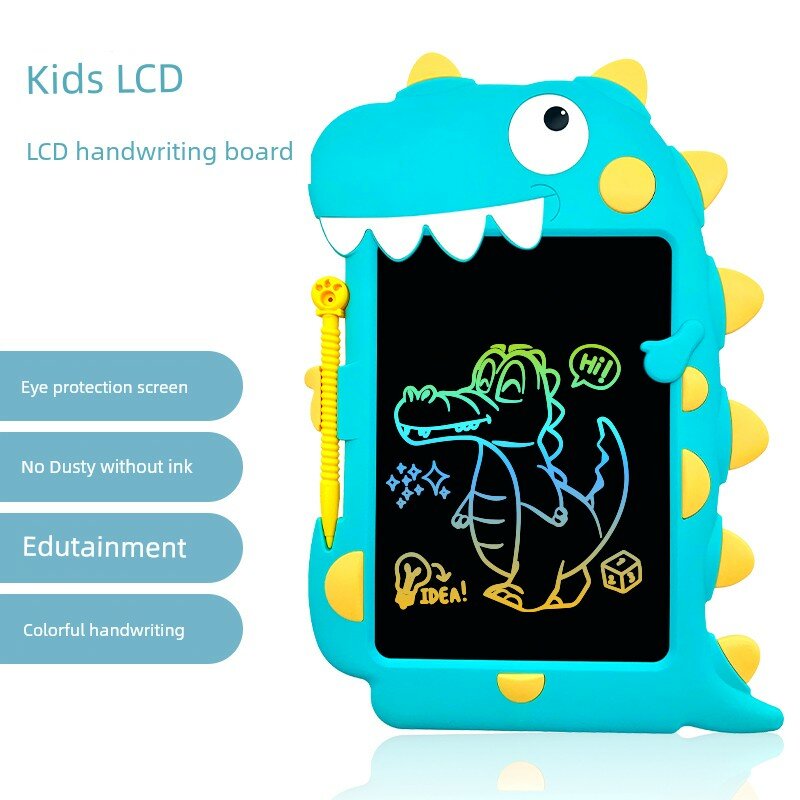 12-дюймовая цветная LCD доска для рисования для детей с дизайном одного глаза дракона, светло-голубой электронная доска