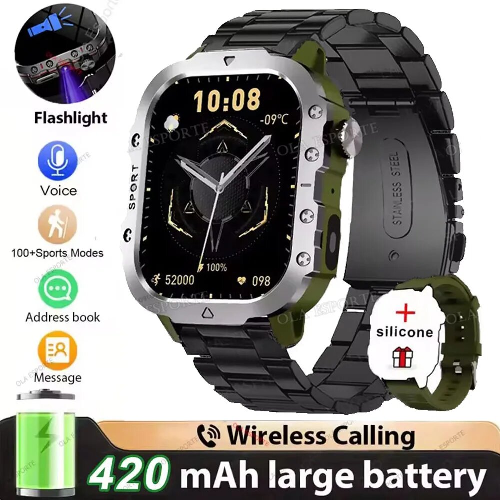 Мужские умные часы 2026 Bluetooth GPS для спорта 2.01 Gr22BkSzstrap