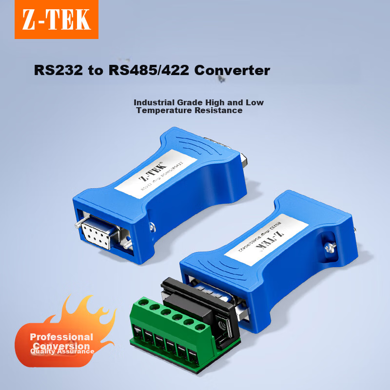 Z-TEK промышленный преобразователь RS232 в RS485/RS422 пассивный с защитой от молнии и импульсных помех двунаправленный