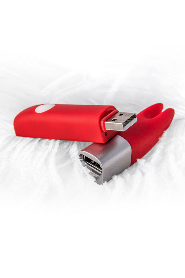Вибратор клиторальный 4GB USB памяти, 7 режимов вибрации, красный