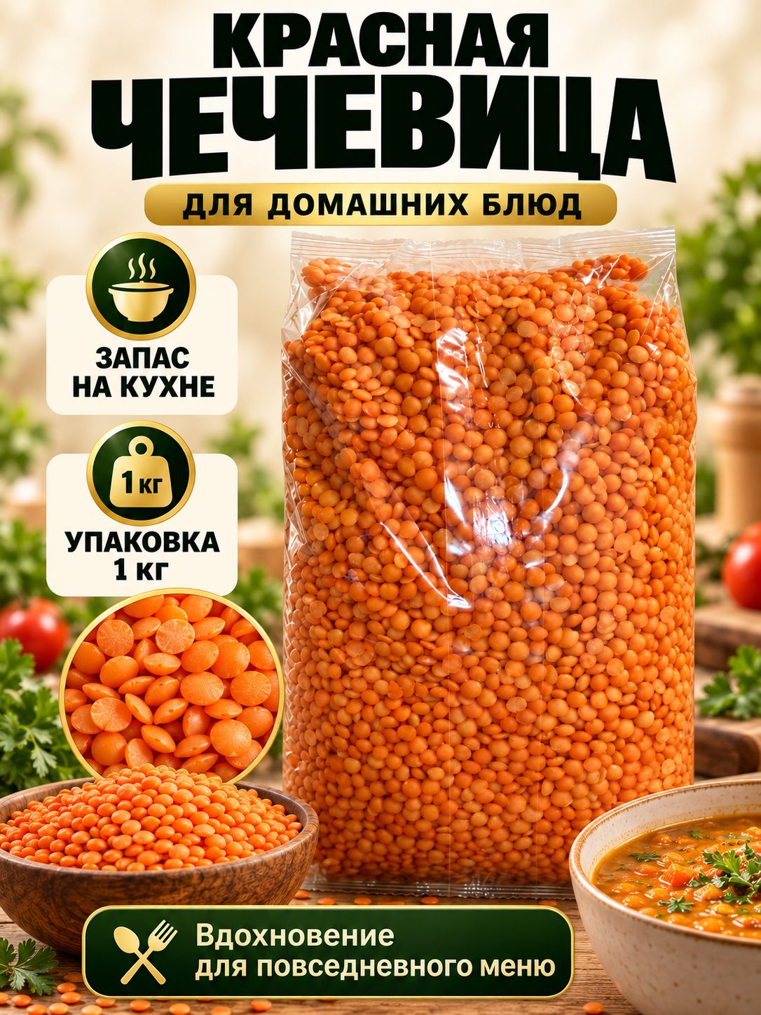 Чечевица красная 1 кг
