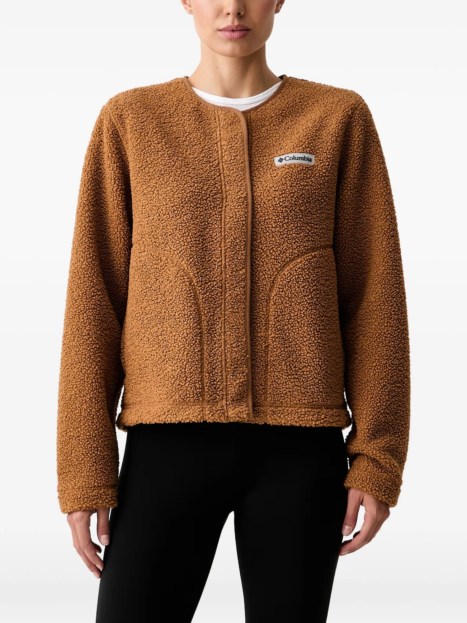 Куртка Fleece-texture logo-patch jacket