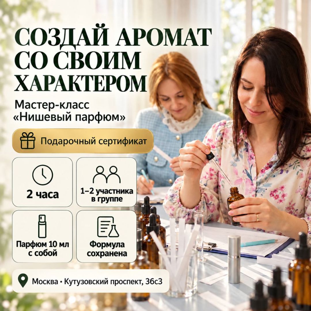 Подарочный сертификат «Мастер класс Нишевый парфюм» (2 часа, 1 человек в составе группы)