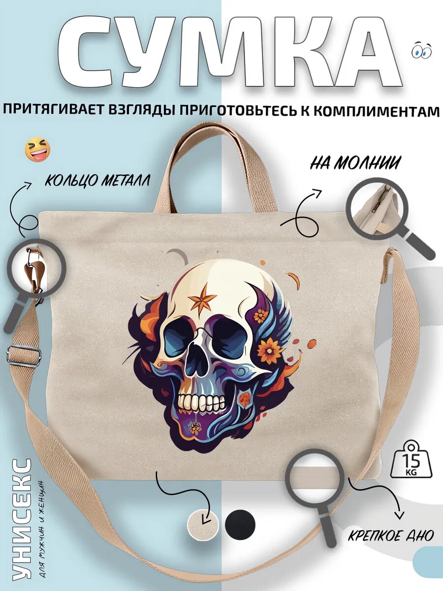Сумка шоппер  Череп арт