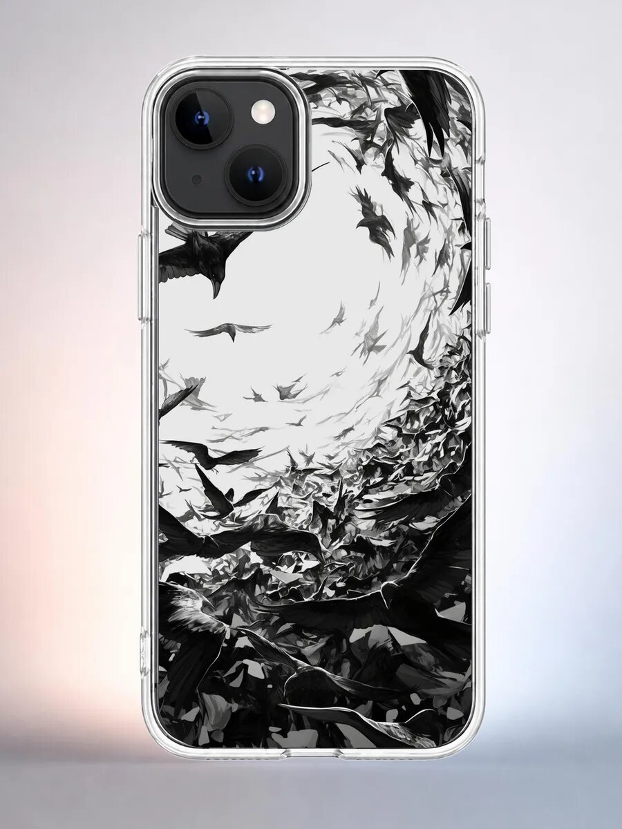 Чехол iPhone 13 вороны вихрь силиконовый