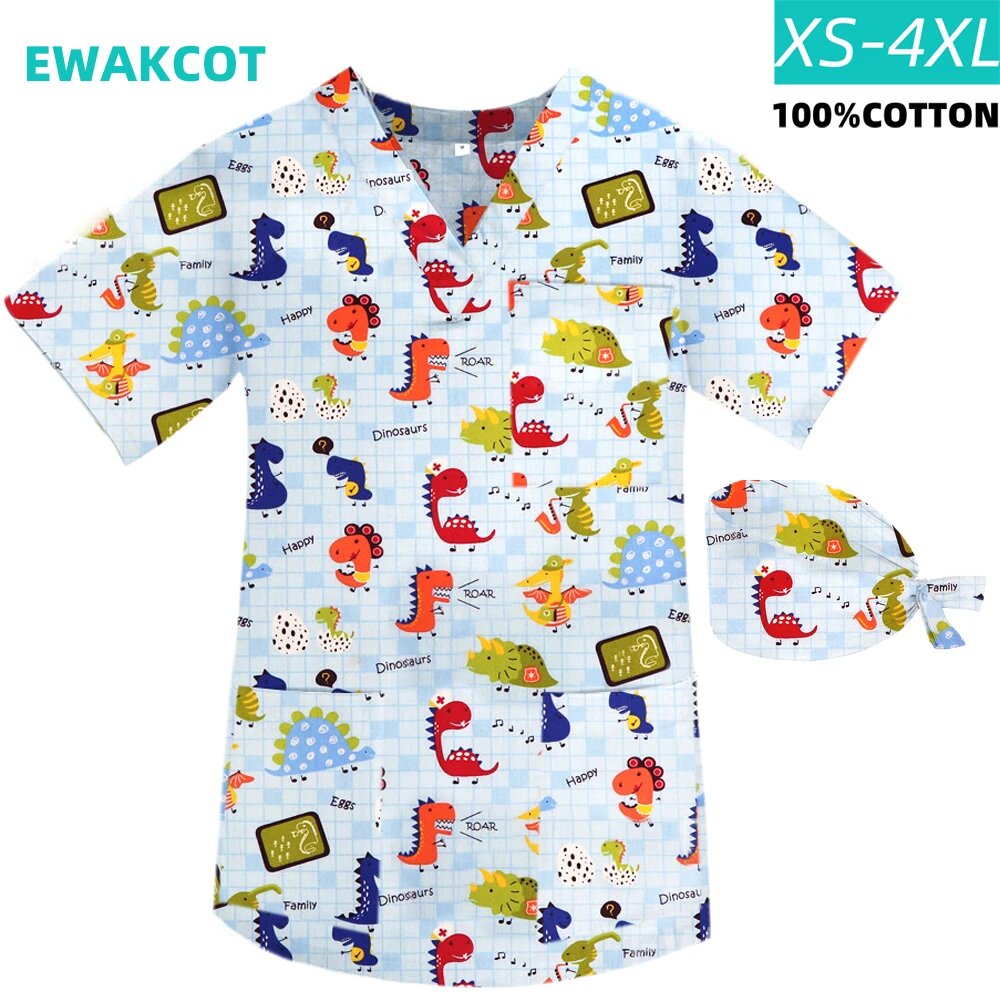 EWAK COT Хлопковая рубашка V-образный вырез S, Top and Cap