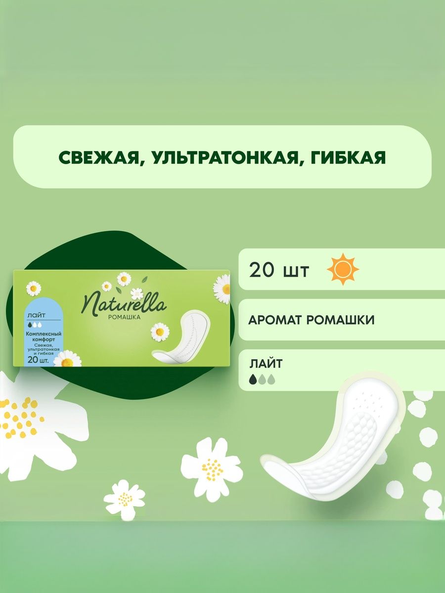 Женские Ароматизированные Натурелла Ежедневные Гигиенические прокладки Naturella Лайт, 20 шт