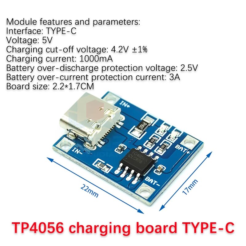 Плата зарядки для литиевых аккумуляторов TP4056 Type-C 5PCS