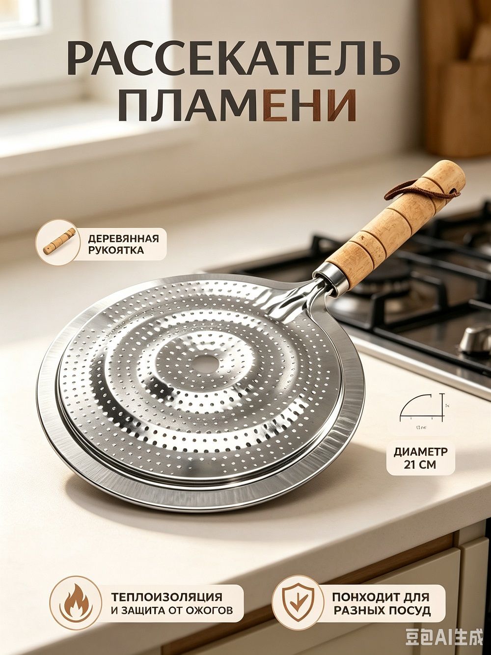 Рассекатель для газовой плиты, 21 см, 1 шт