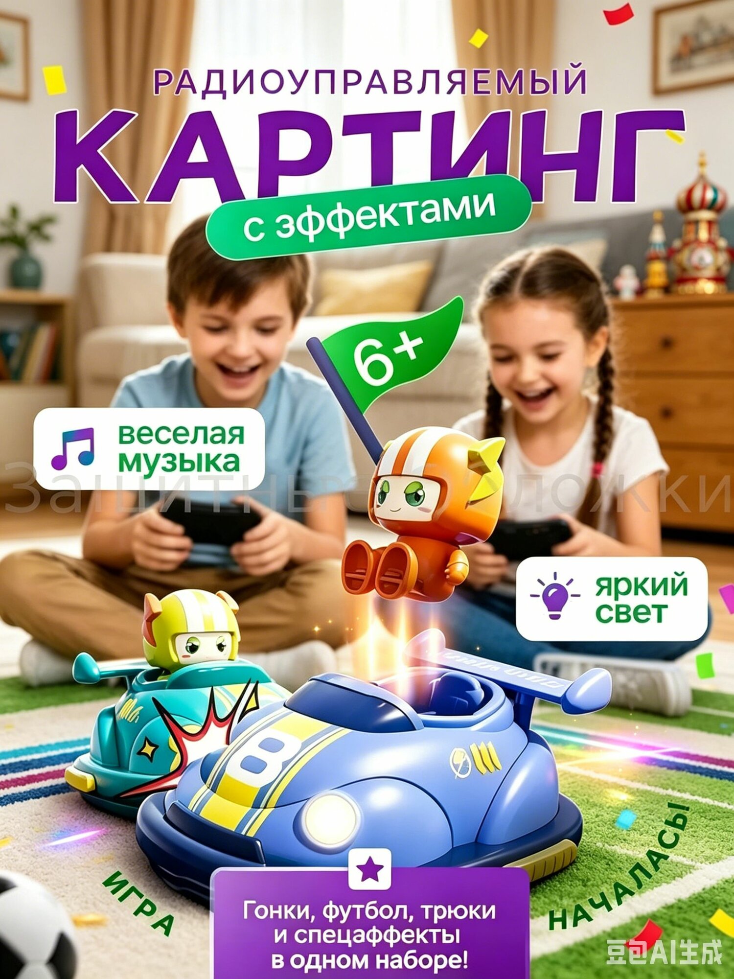 Интерактивная мягкая игрушка унисекс сиреневого и бирюзового цвета, 1 упаковка