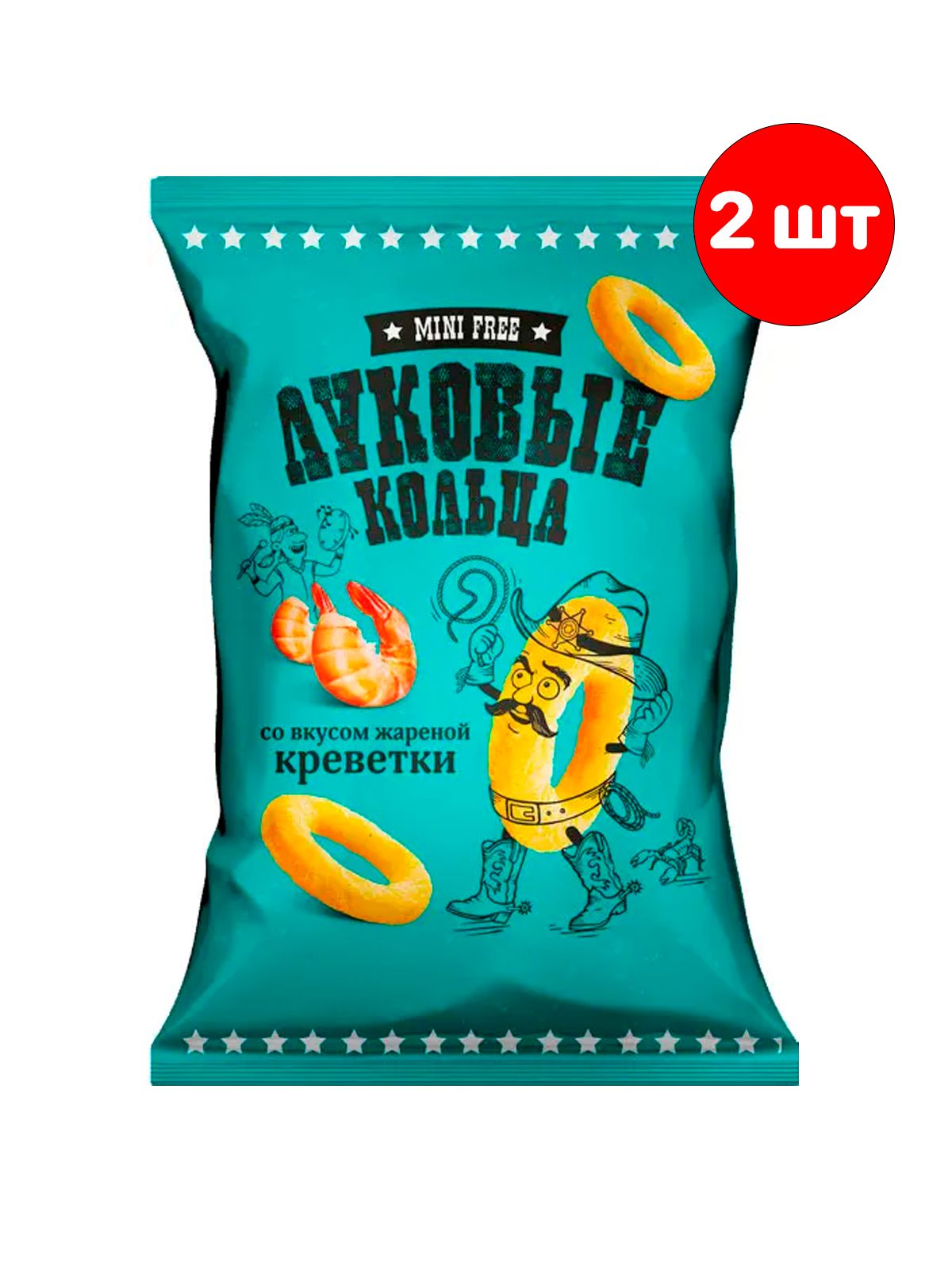 Луковые кольца со вкусом жареной креветки Mini Free, 45 г, 2 штуки
