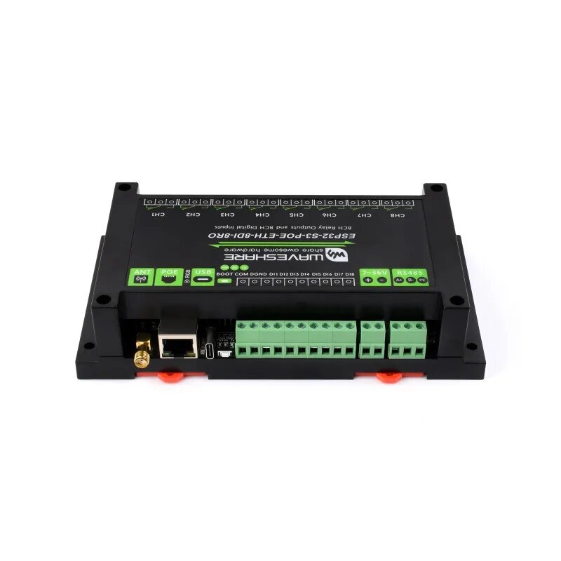 Waveshare ESP32-S3-ETH-8DI-8RO, PoE Ethernet port