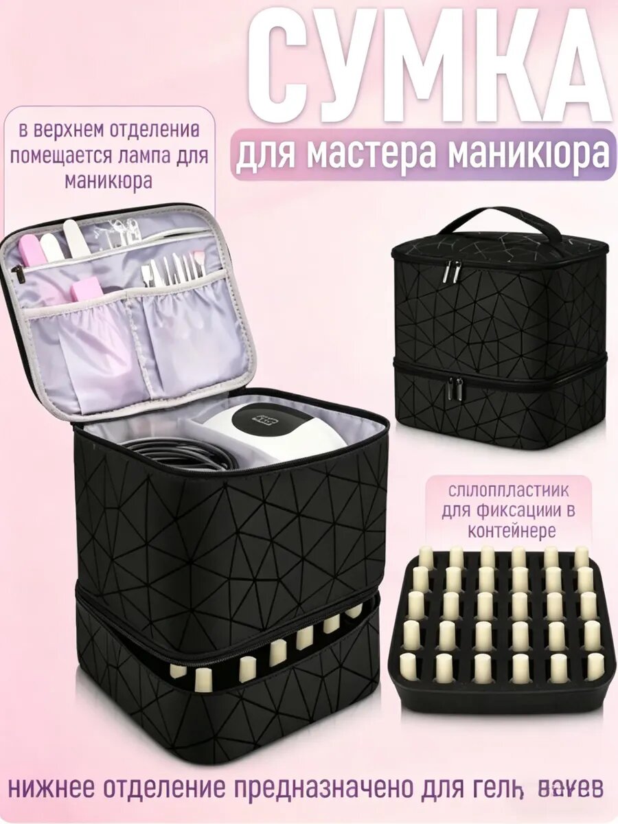Органайзер косметичка кейс сумка для гель лаков маникюра