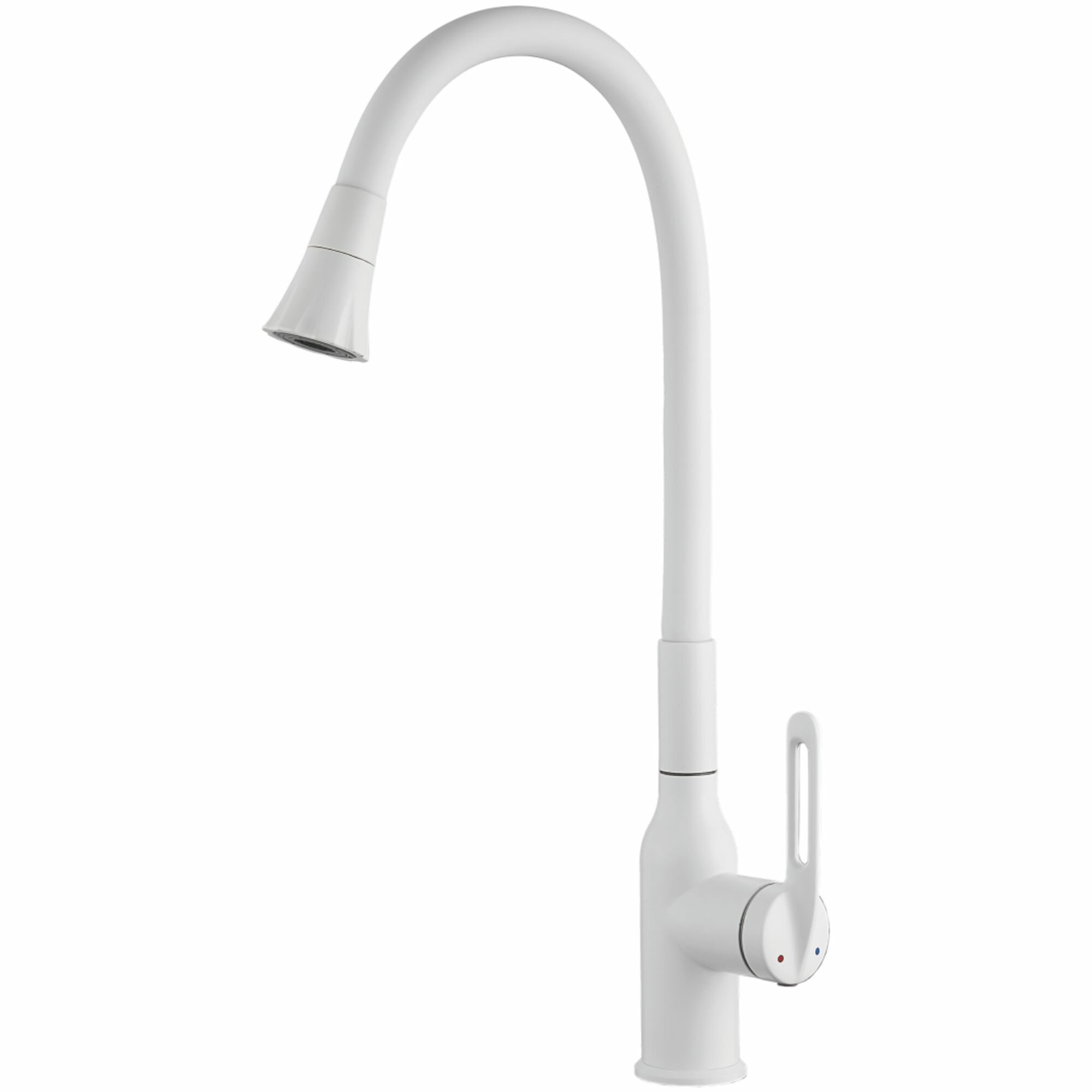 Смеситель для кухни, гибкий излив, нержавеющая сталь, белый HB 42830-8