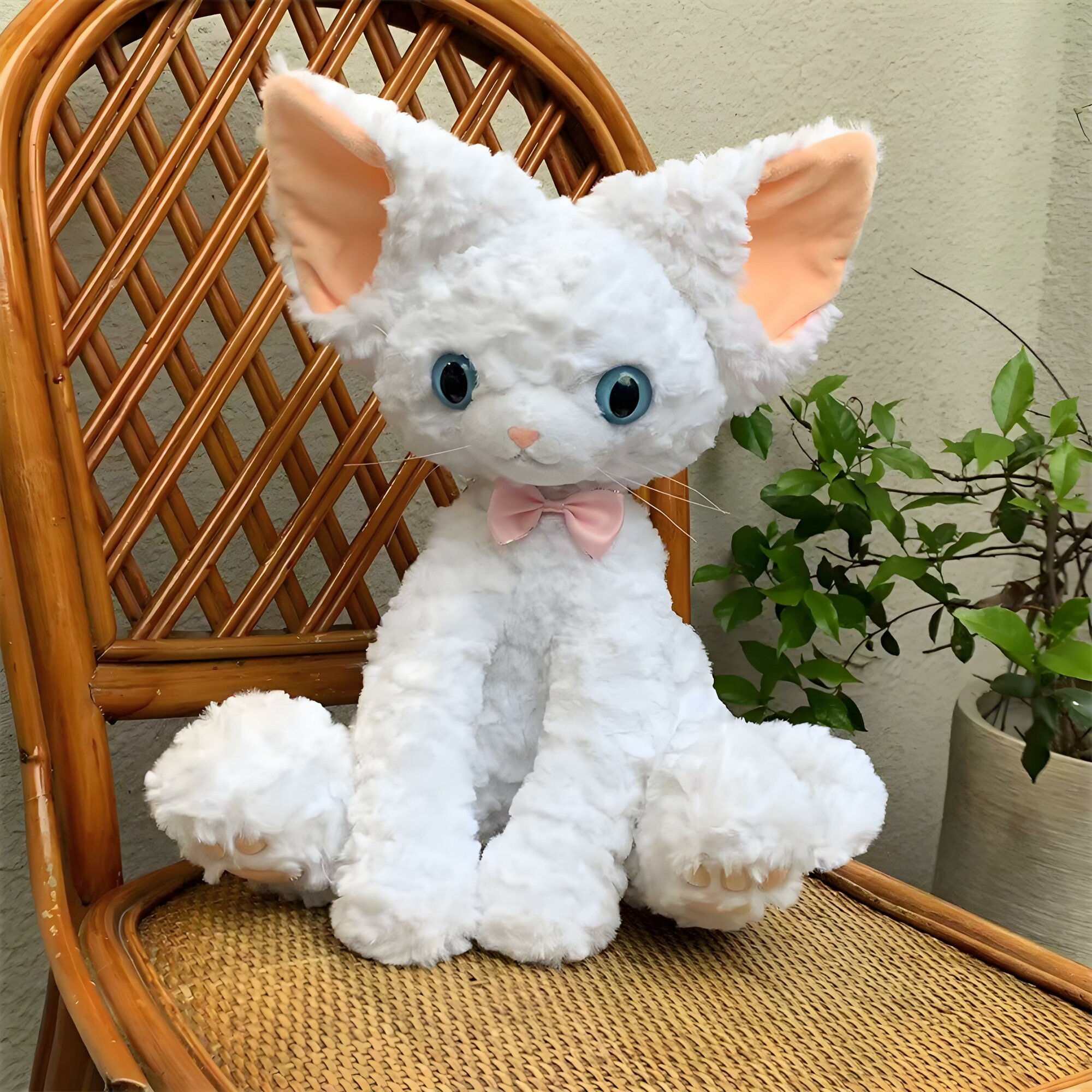 Милая немецкая кудрявая кошка, имитация куклы-котенка, плюшевая игрушка, белый, 40 см