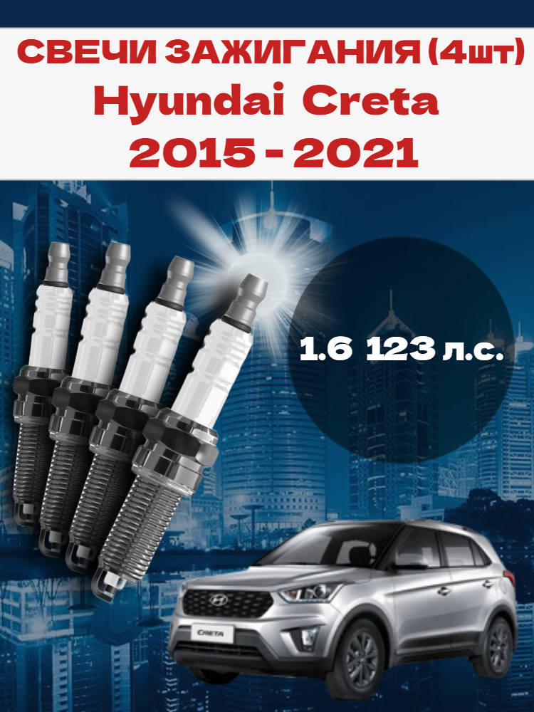 Свечи зажигания Hyundai Creta 1 поколение 1.6 / 123л. с. комплект свечей для Хендай Крета / Грета 4 штуки