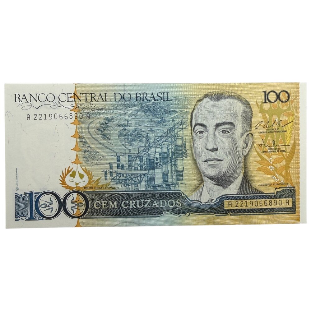 Бразилия 100 крузадо 1987 г. (Подпись Luiz Pereira, Fernando Oliveira) (Серия A A)