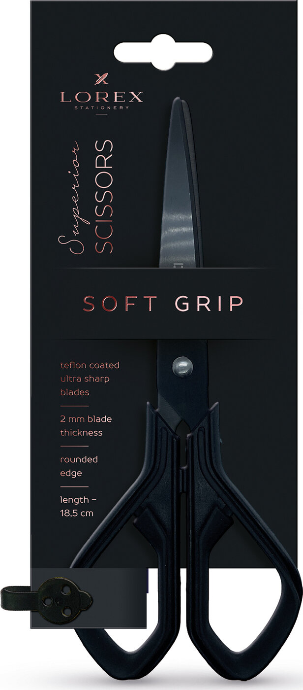 Ножницы LOREX SOFT-GRIP SUPERIOR, офисные, резиновые вставки, эргономичные ручки, 185 мм