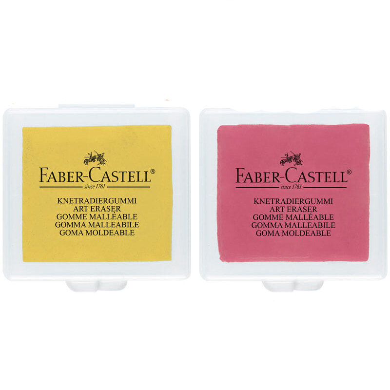 Ластик Faber-Castell 127321, клячка, натуральный каучук, ассорти, красный, желтый,2шт.