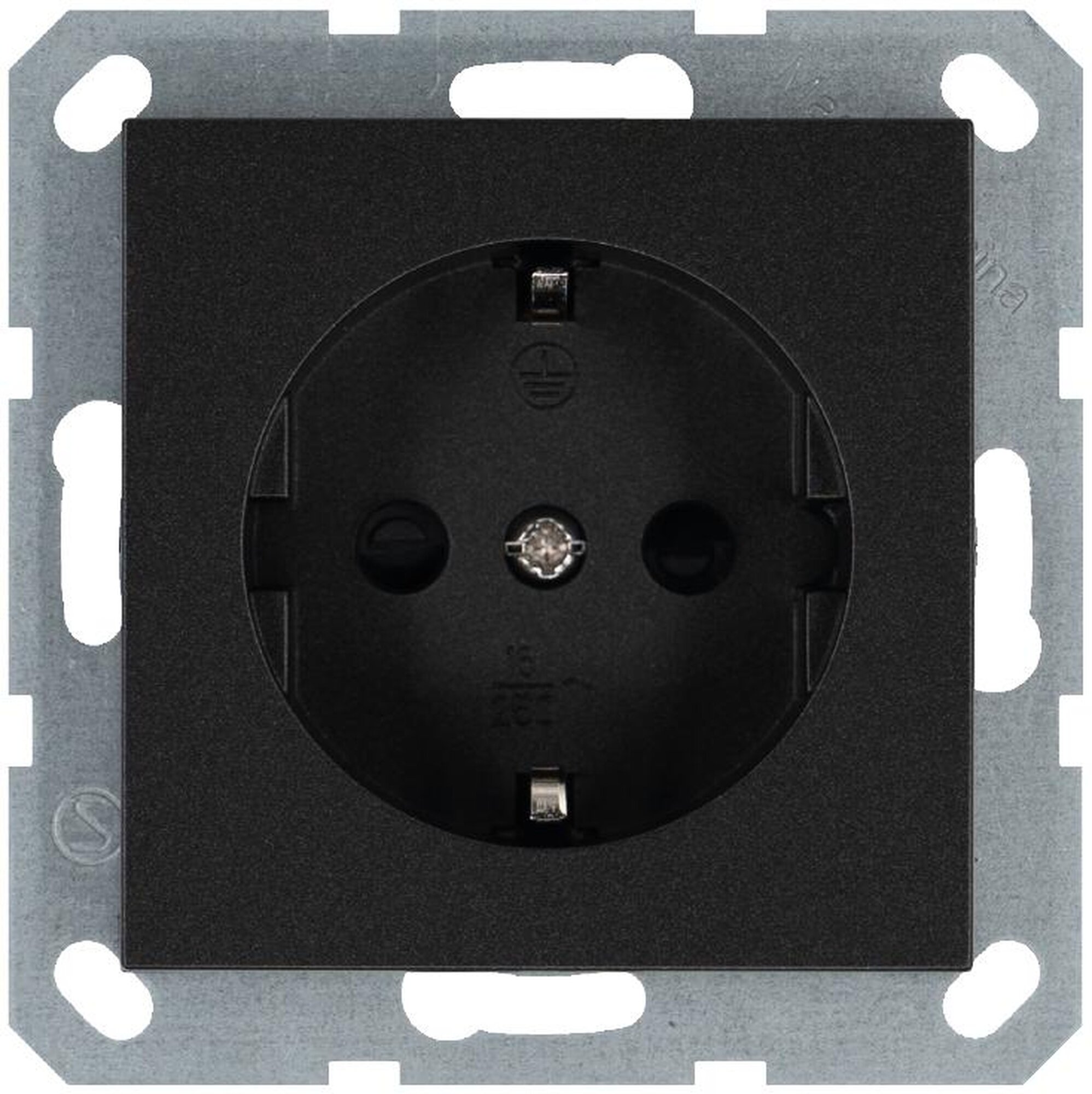 Розетка 1-м Shuko 16А IP20 с заземл. защ. шторки механизм антрацит Jasmart G5501B