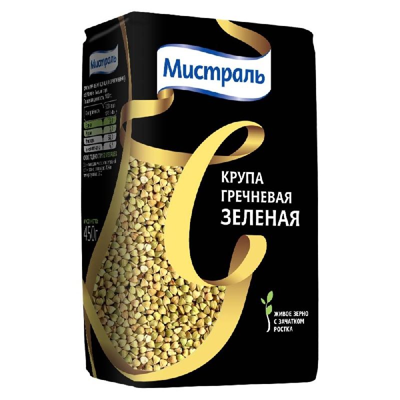 Крупа мистраль Гречневая зеленая 450г
