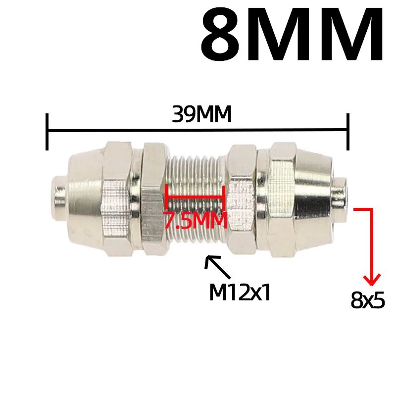 Пневматические быстроразъемные фитинги PM Bulkhead Straight Type медные 4-16 мм KNPM 8x5mm