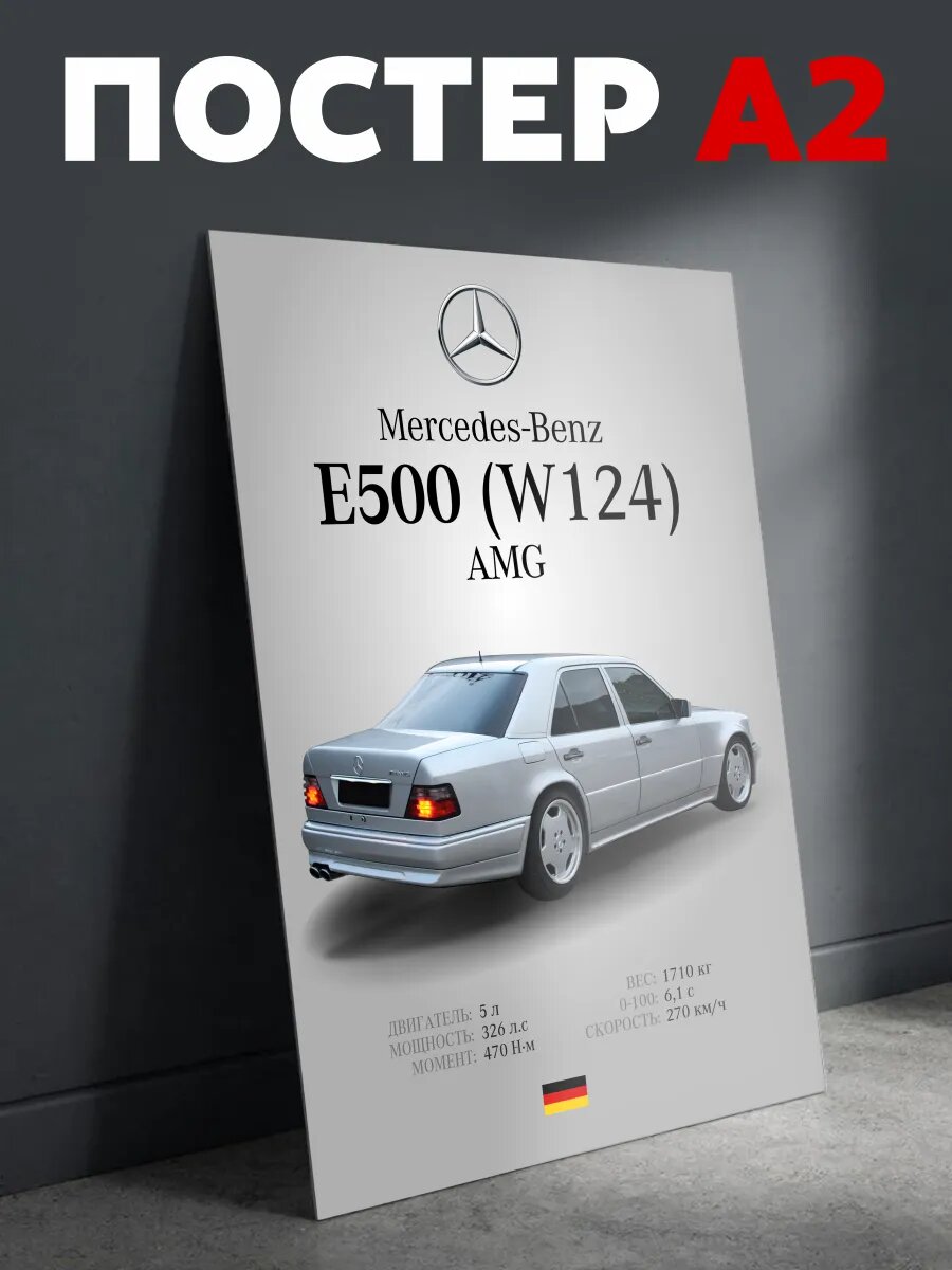 Постер на стену Mercedes W124 AMG плакат А2