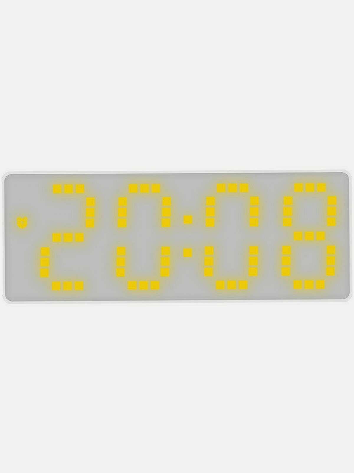 White surface creative digital alarm clock with battery power for home use, yellow