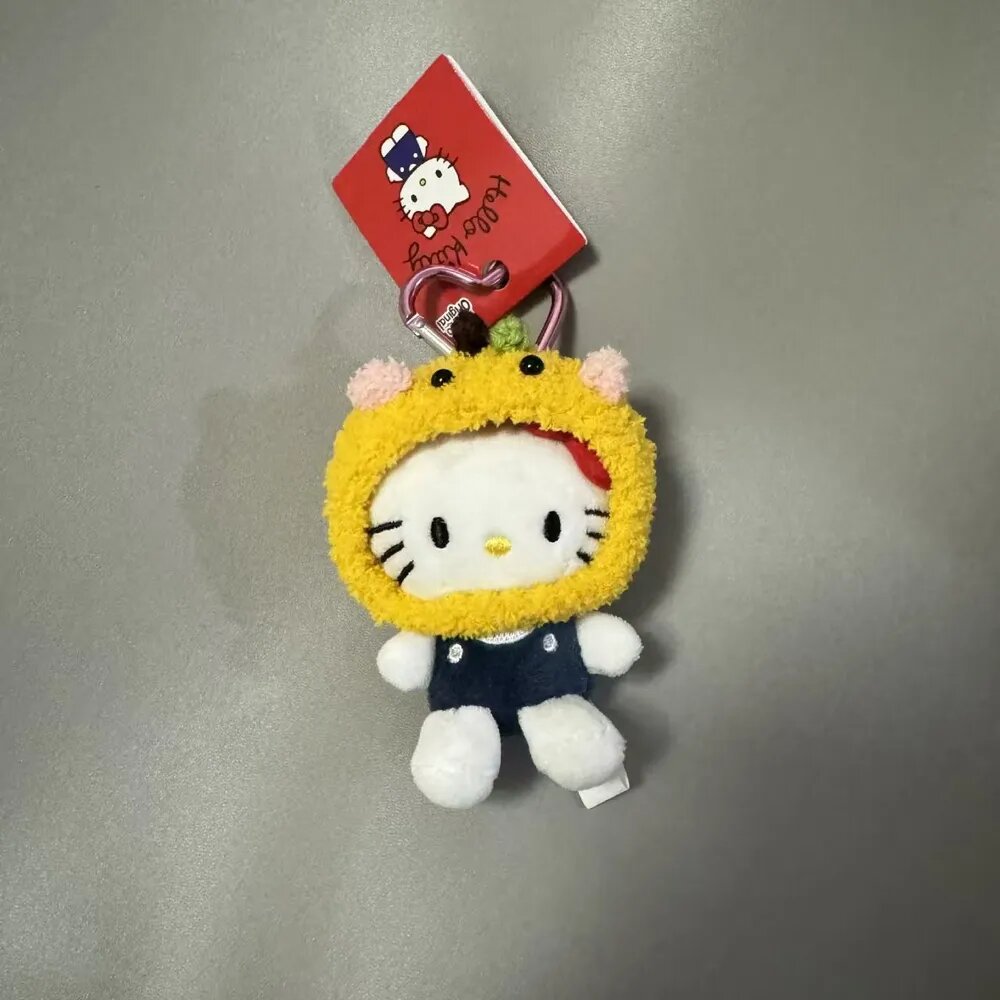 Плюшевый брелок Hello Kitty с вязаной шапкой в виде овощей и фруктов, мягкая подвеска для сумок и ключей