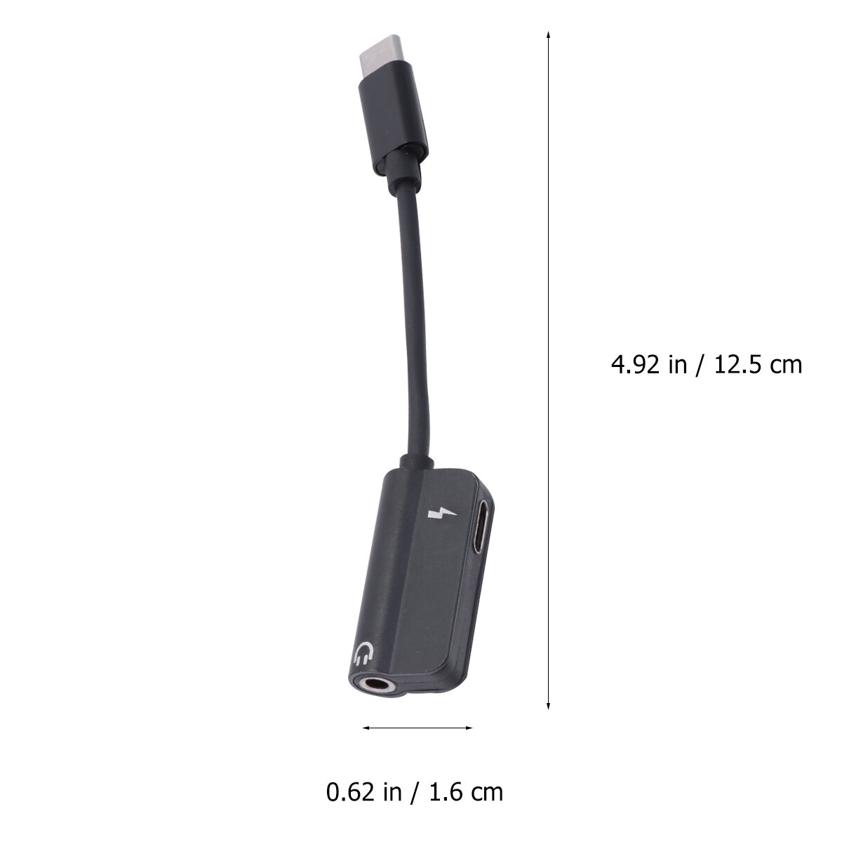 Адаптер Зарядного Устройства С Аудиовыходом 3.5 Мм Для USB Type C 2 В 1 Для Телефона Цвет Черный Размер 12.5*1.6*0.8Cm