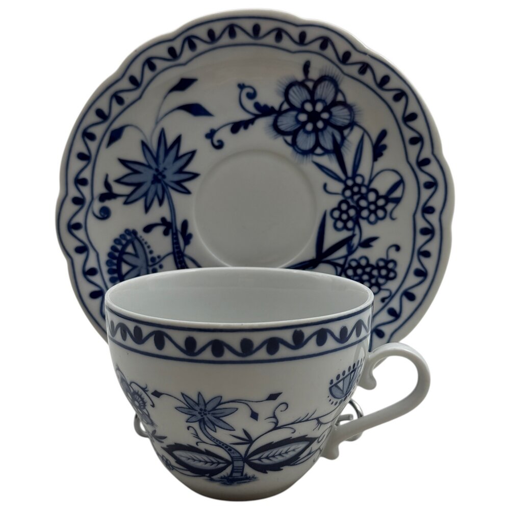 Чайная пара "Синий лук", 150 мл, фарфор, 1970-1980 гг, Kahla, ГДР (2)