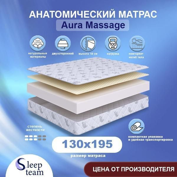 Матрас SleepTeam Aura Massage 130х195, для кровати, высота 17 см,