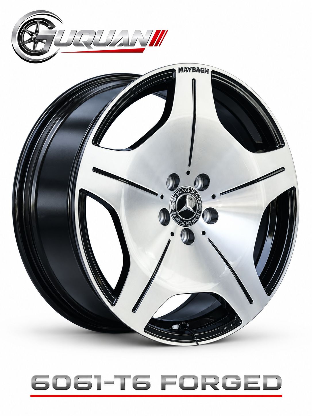 Кованый колесный диск ABW 3290E1995-1 R19 9.5J ET43 5x112, глянцевый черный с проточенной лицевой поверхностью