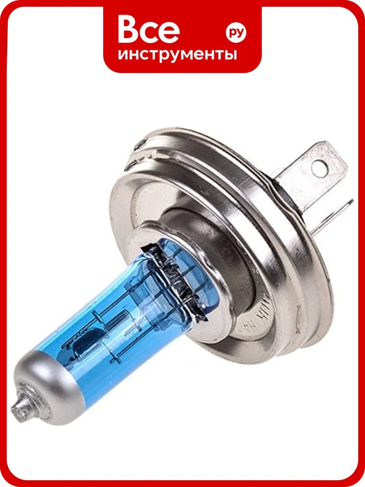 Автолампа SKYWAY H4, 12V, 60/55W, P45t, 2-контакта xenon white+30, 4500К, спутник 2 шт, ближний, дальний S09101042