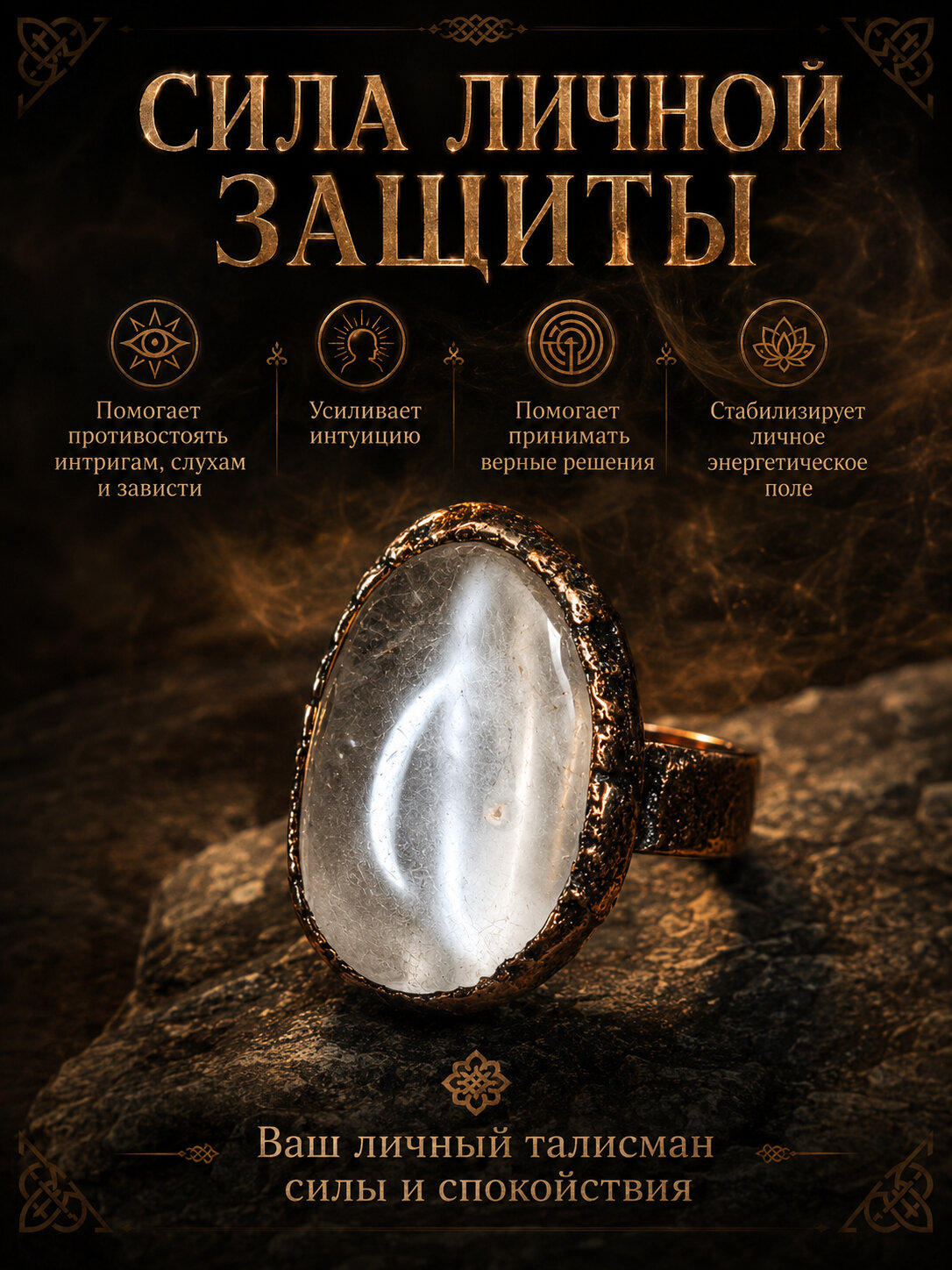 Славянское кольцо-оберег с белым камнем, амулет-талисман для мужчин и женщин, подарок на любовь, защиту и удачу