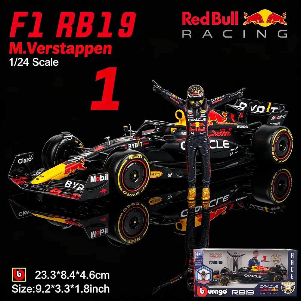 Модель автомобиля Bburago 1:24 Red Bull Racing RB19 2023 RB19-1 Doll