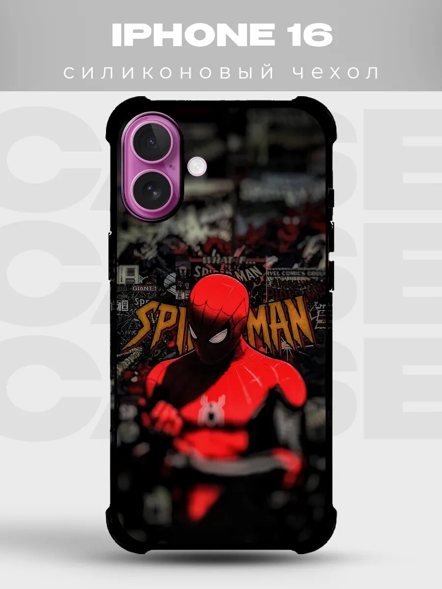 Чехол на iPhone 16 Человек-паук spiderman комикс spider man