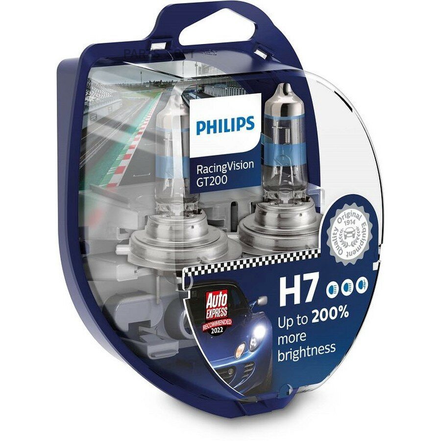 Лампа 12 В H7 55 Вт +200% Racing Vision галогенная 2 шт. Philips PHILIPS 12972RGTS2 | цена за 1 шт