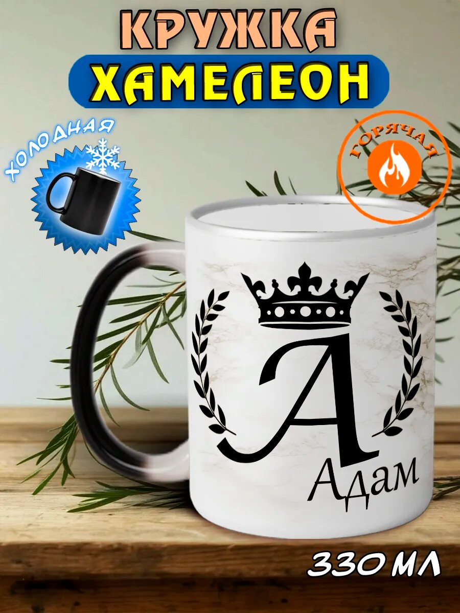Именная кружка хамелеон подарочная Адам