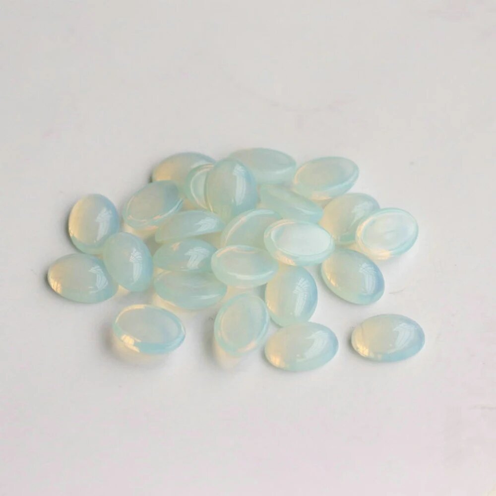 Имитацию хрустального стекла кабошоны овальные 13x18 мм Opal White, 20pcs