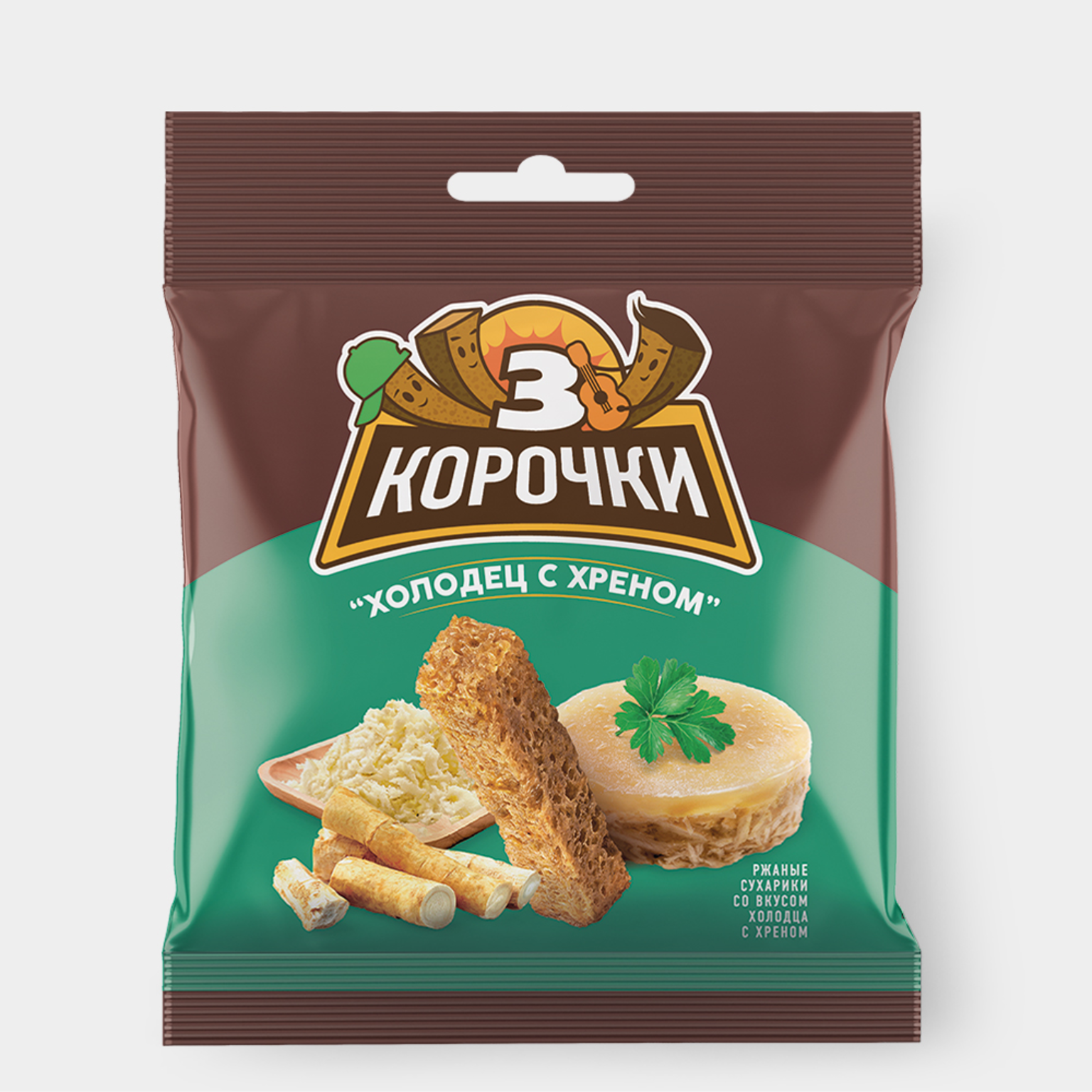 3 Корочки, сухарики со вкусом холодца с хреном, 40 г