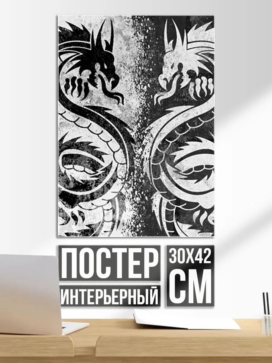 Постер на стену Драконы dragons