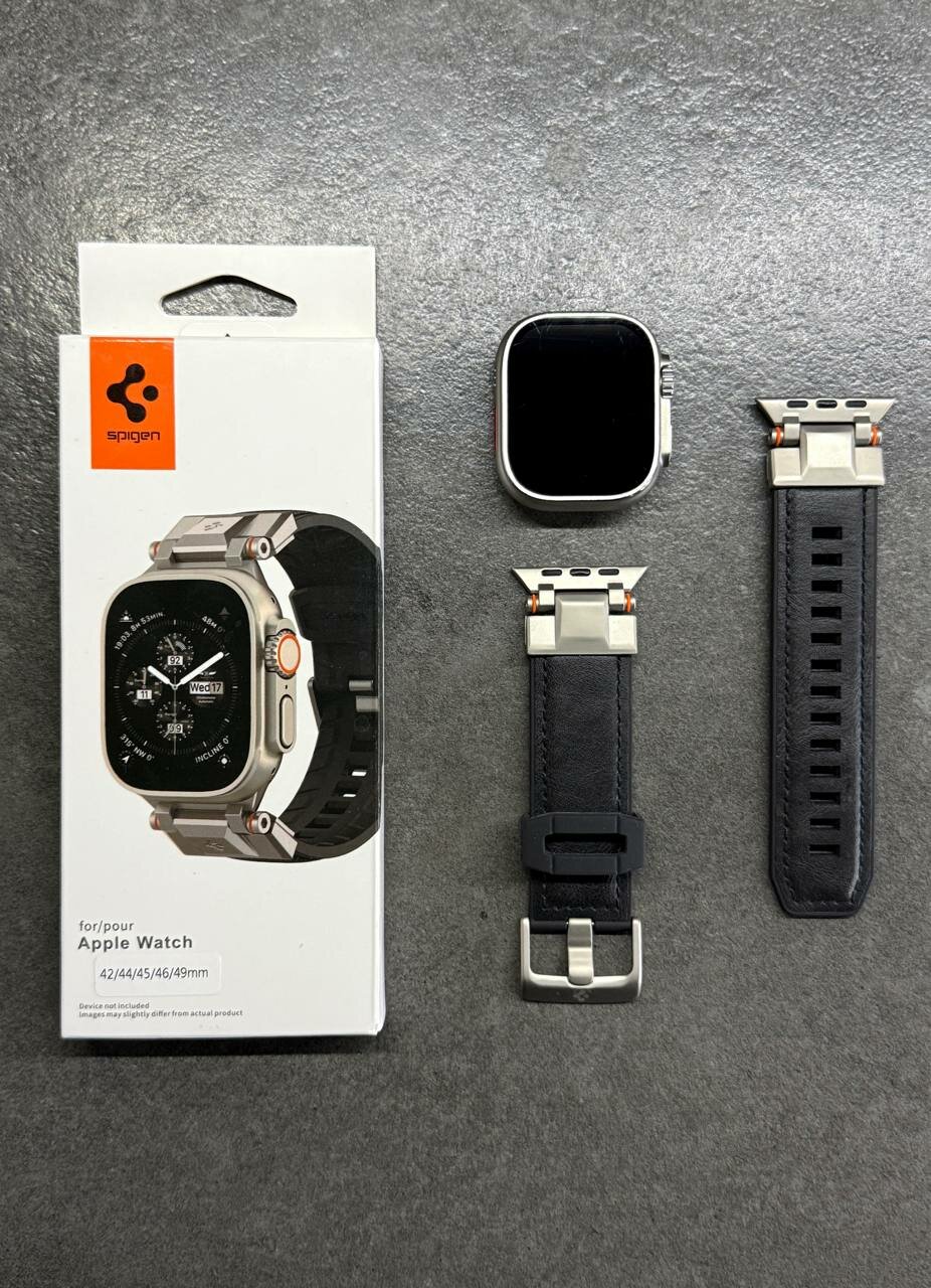 Ремешок кожаный Spigen для часов Apple Watch Ultra 42/44/45/49mm / Черный_4