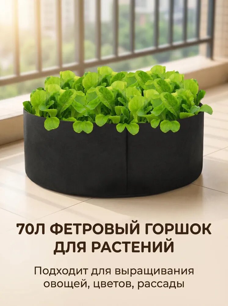 Кашпо 70 л, 20 см, 1 шт, цвет черный матовый