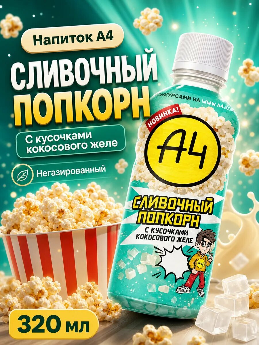 Напиток А4 Сливочный попкорн 320 мл