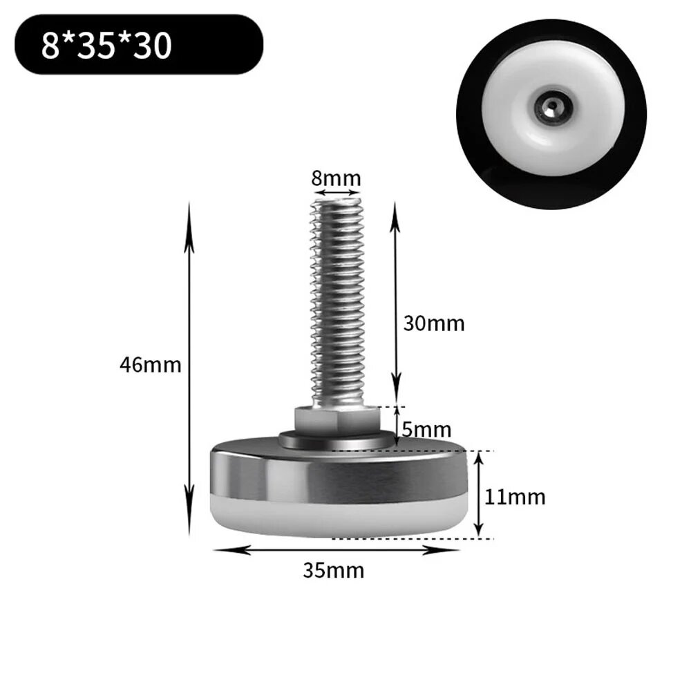 Регулируемые опоры M6, M8, M10 8pcs, 35mm Dia M8x30mm